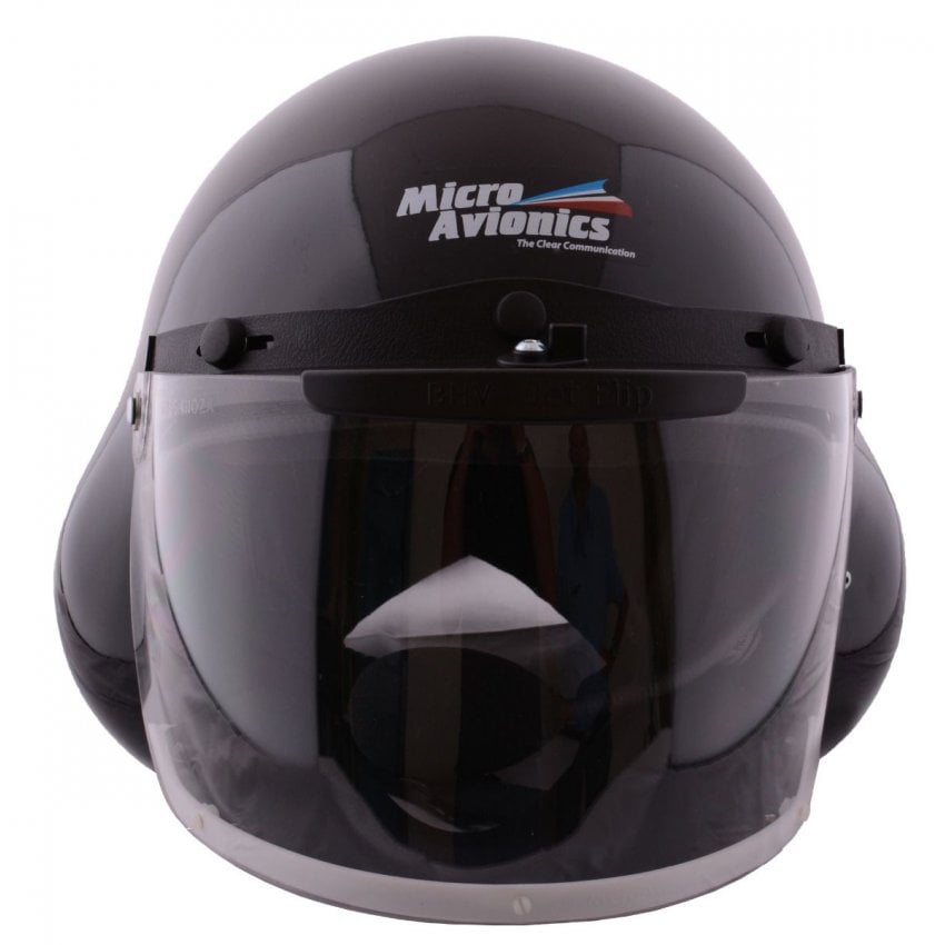 MicroAvionics Integrated GA Headset in Black Helmet | Pilot Shop